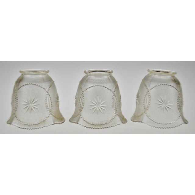 Vintage Textured Glass Chandelier Light Shades - Set of 3 | Chairish