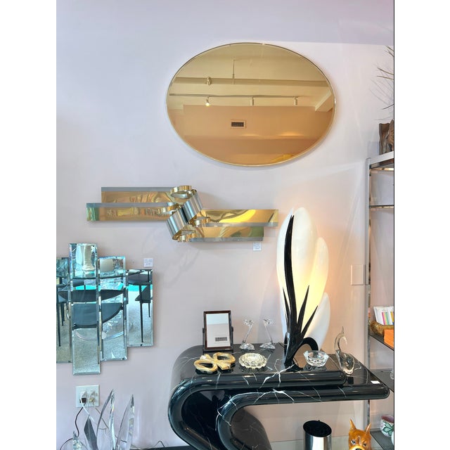 Vintage Amber Tinted Oval Mirror | Chairish