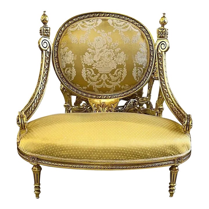 Rococo Style Big Chair With Gold Details | Chairish