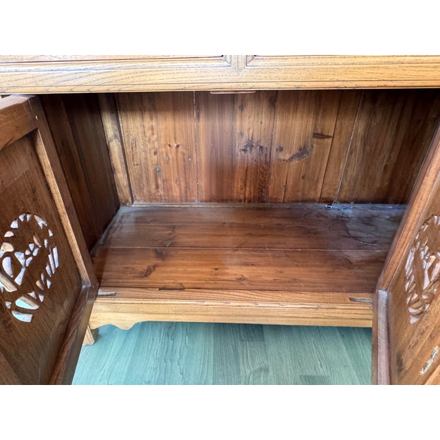 Large Chinese Elmwood Sideboard Credenza With Carved Taotie Masks ...