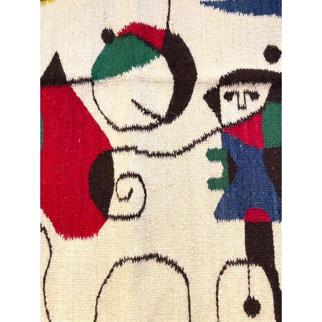 Vintage Joan Miro Style Handwoven Wool Tapestry | Chairish