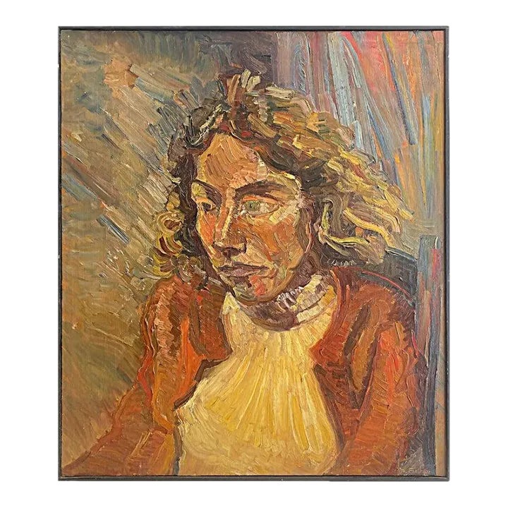 1973 Figurative Abstract Oil Painting by Warren Fischer, Signed | Chairish