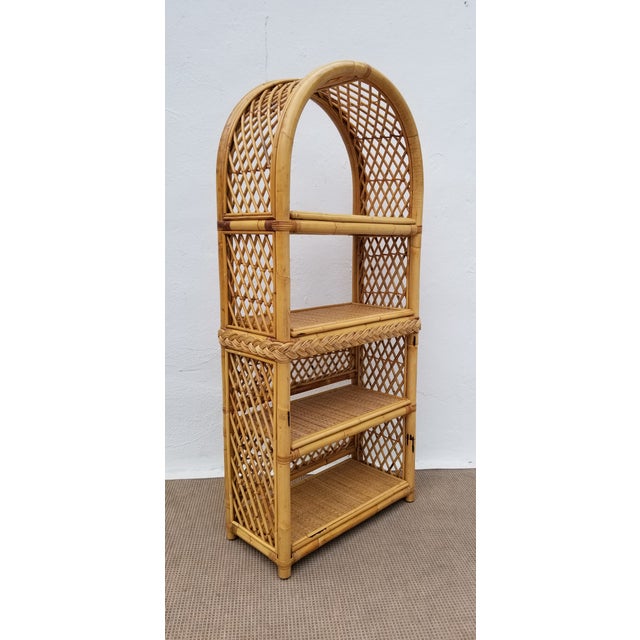 Vintage Boho Chic Bamboo Rattan Etagere Bookshelf Chairish