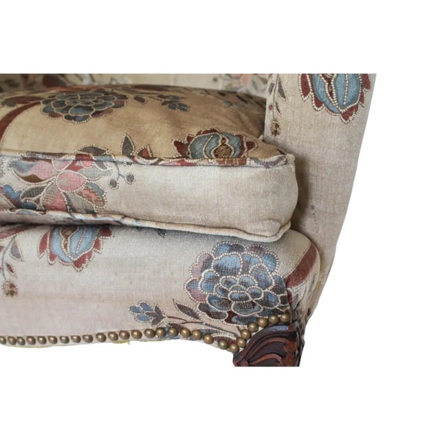 Upholstered Wingback Chair W/ Scroll Arms | Chairish