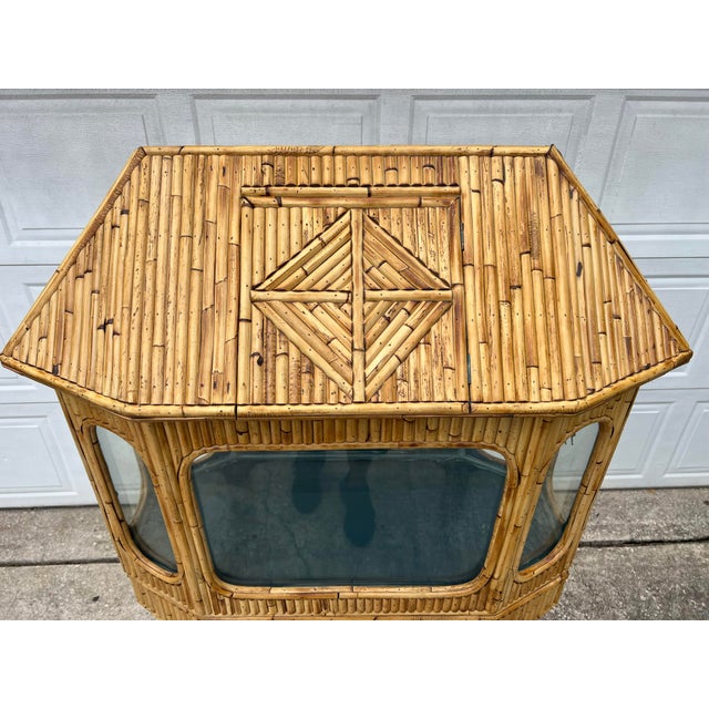 1980s Vintage Split Bamboo Tiki Fish Tank or Terrarium | Chairish