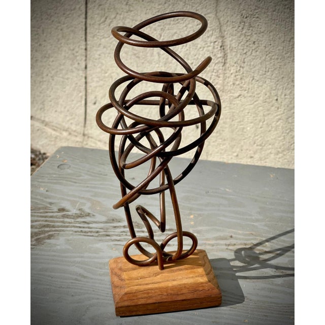 Vintage Mid Century Modernist Copper Wire Sculpture | Chairish