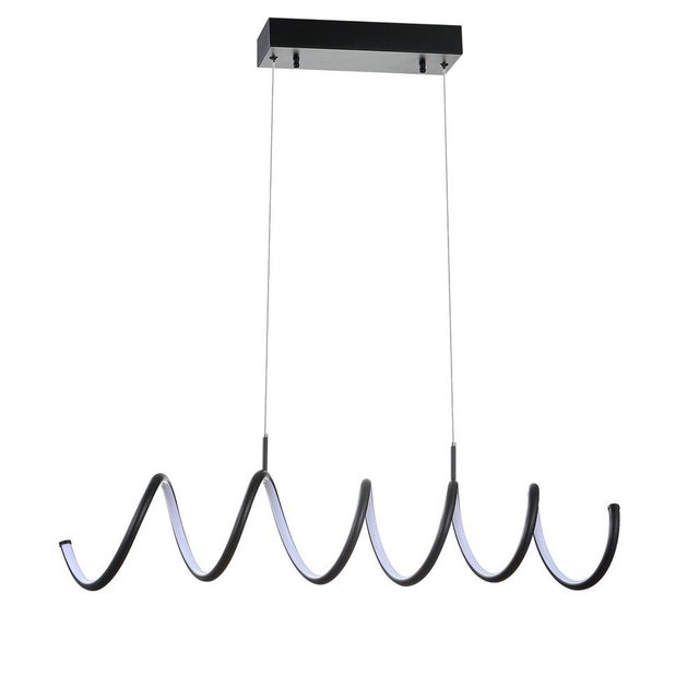Dimmable Adjustable Integrated LED Metal Linear Pendant, Black | Chairish