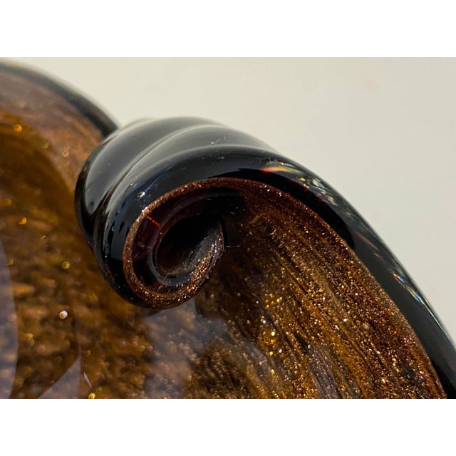 1960s Murano Glass Dish or Bowl Free Form With Metal Inclusions | Chairish