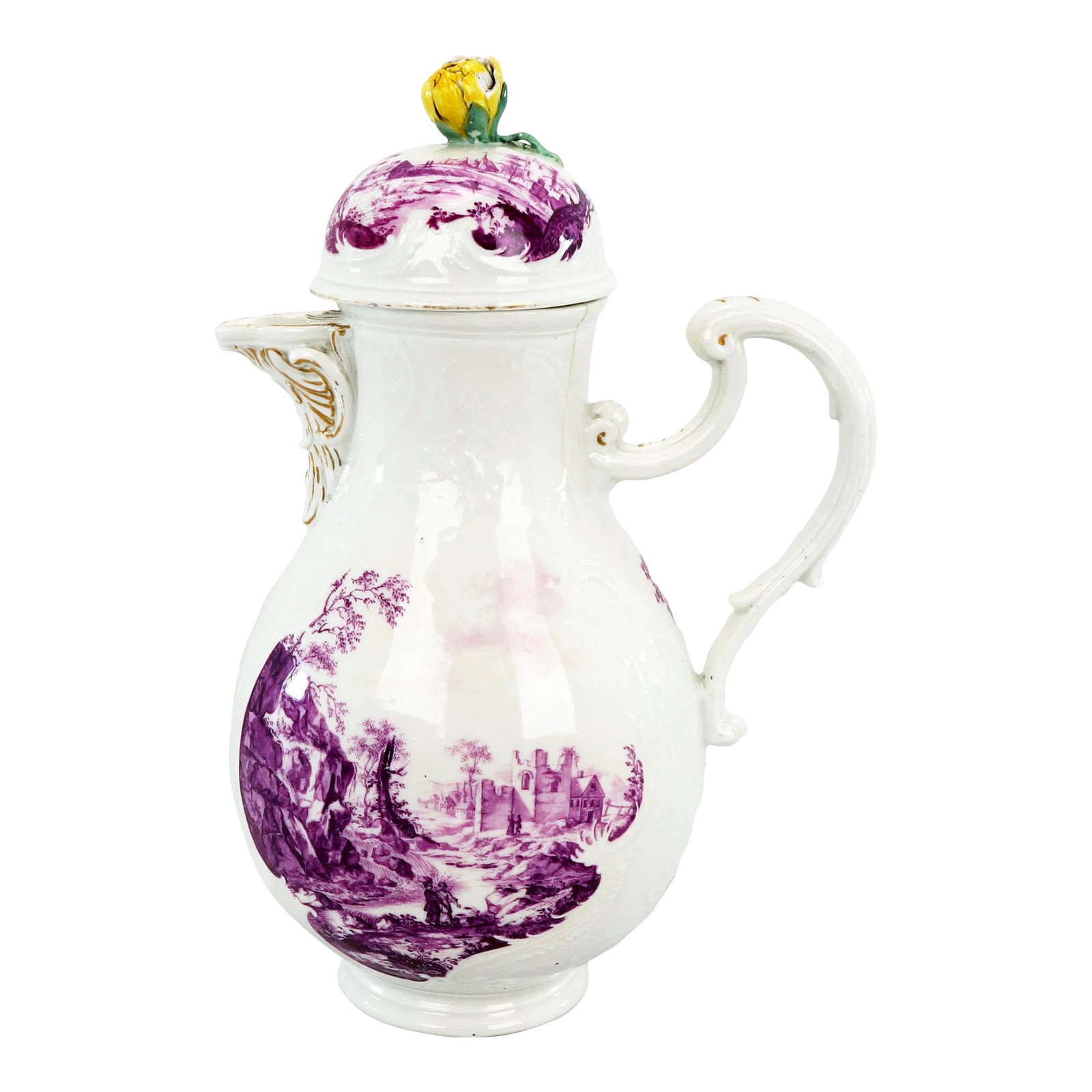 Antique Dresden German Coffee/Chocolate Jug Hand Painted Puce Mid-18th ...