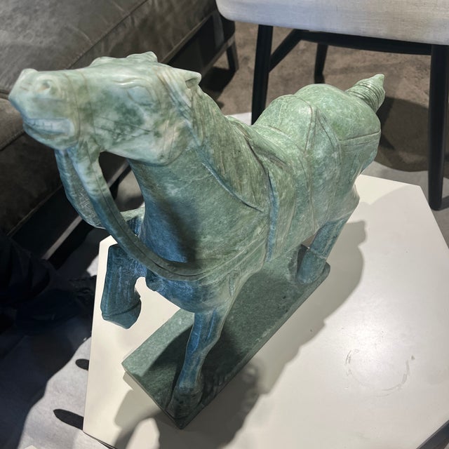 Green Sodalite Asian Horse Statue | Chairish