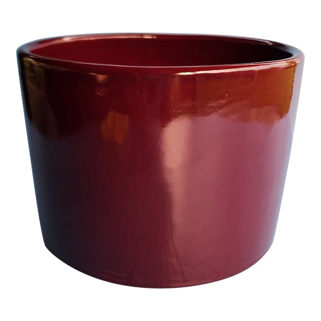 Gainey Style Maroon/Burgundy Planter Pot | Chairish