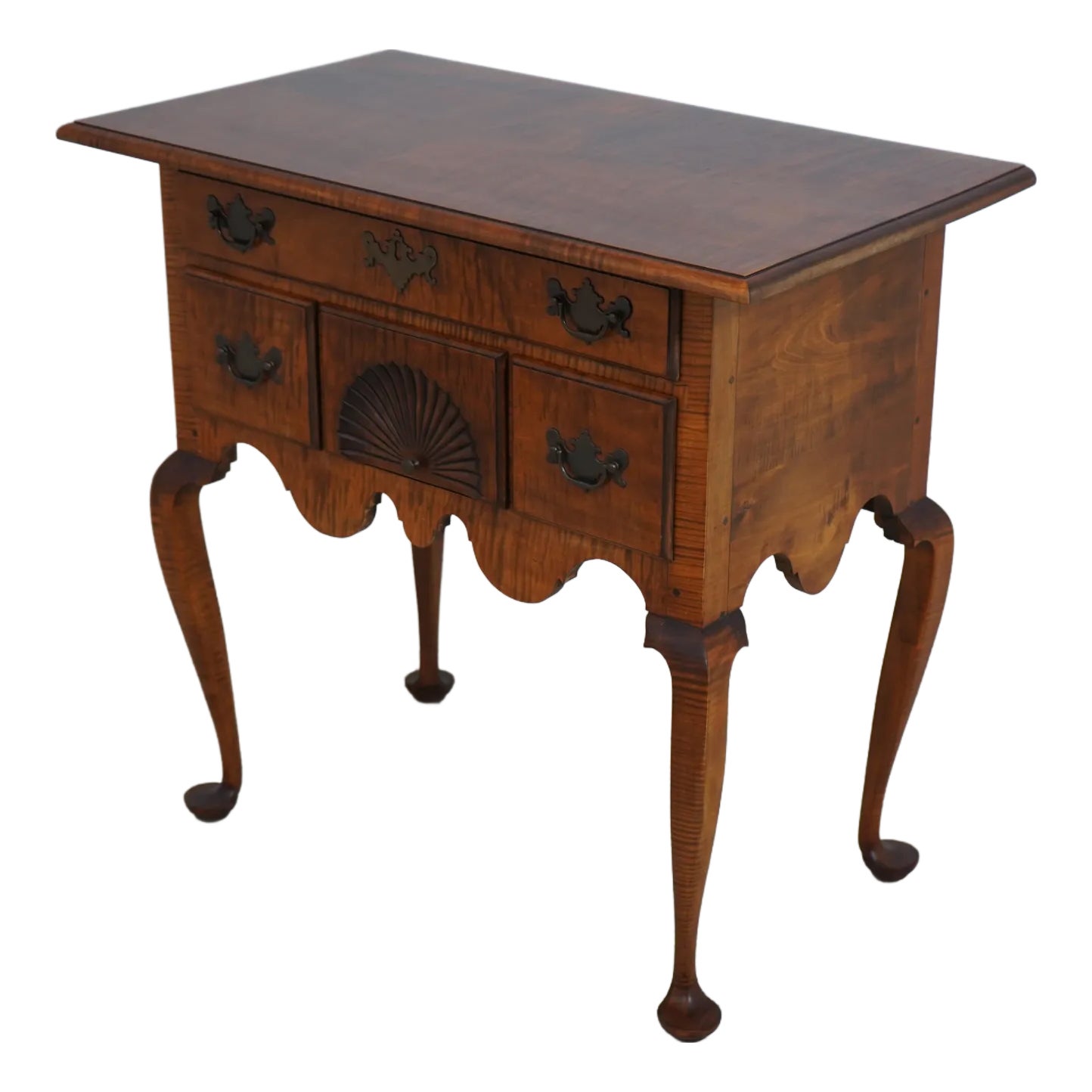 Tiger Maple Bench Made New England Lowboy | Chairish