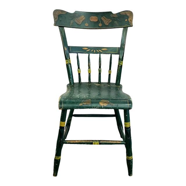 Antique Pennsylvania Dutch Chair Green | Chairish