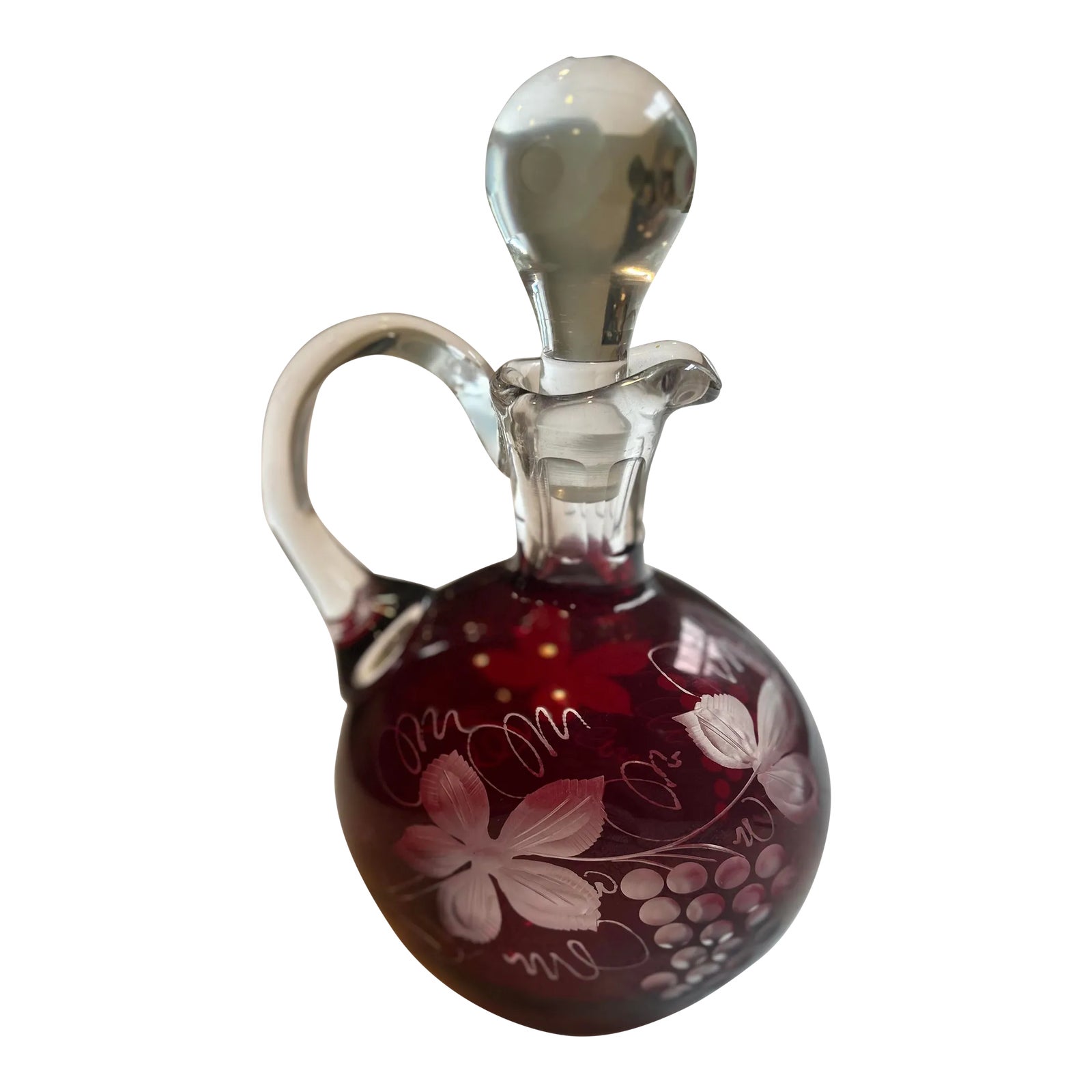 Vintage Ruby Red Bohemian Decanter | Chairish
