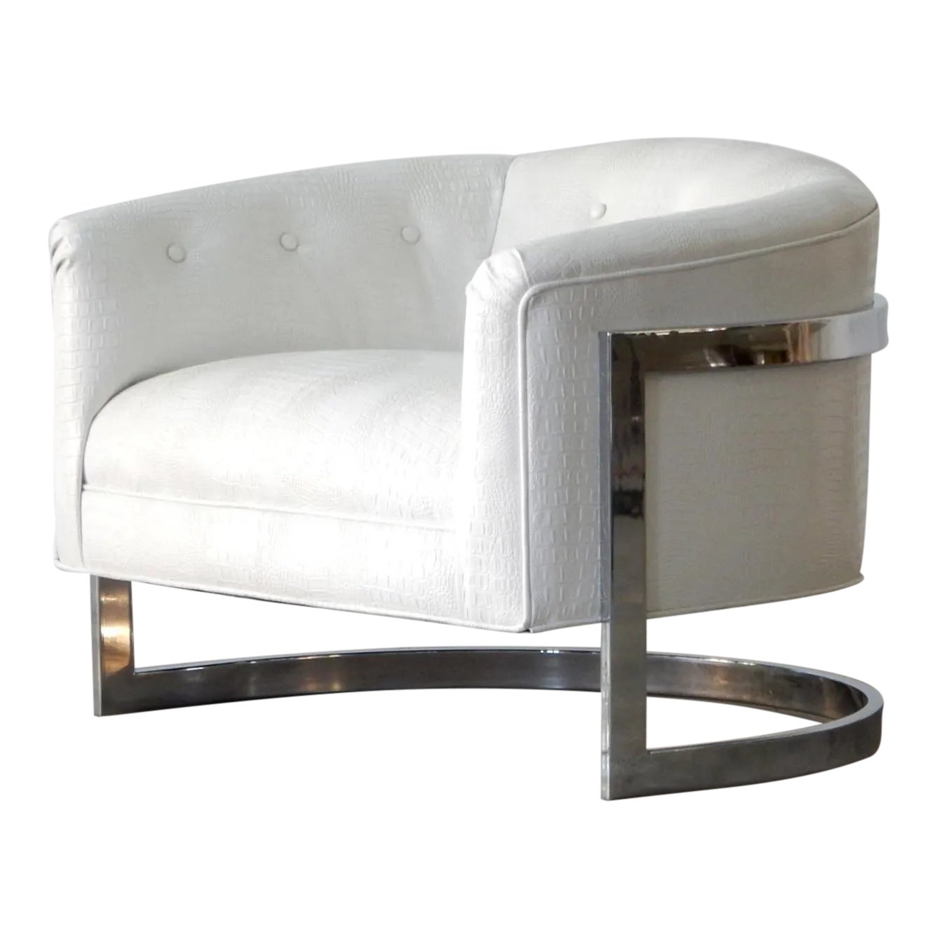 Mid Century Modern Chrome Club Chair in Faux Albino Alligator Hide ...