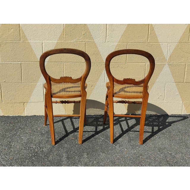 Late 19th Century Vintage Victorian Inlaid Chairs With Wicker Seats ...
