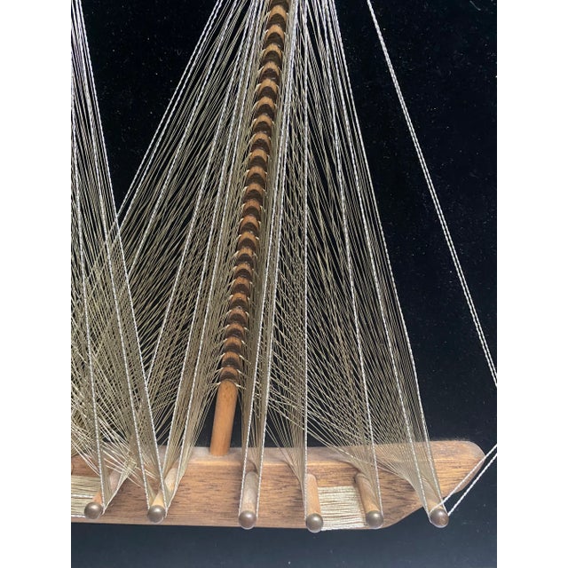 1960s Mid Century Gold Threads Sailboat String Art | Chairish