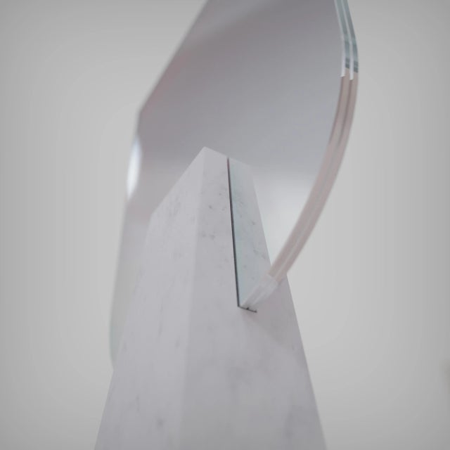 "Ophelia" Contemporary Carrara Marble Table Mirror | Chairish