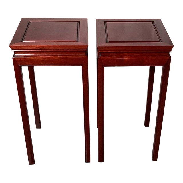 Chinese Square Stands of Tables - A Pair | Chairish