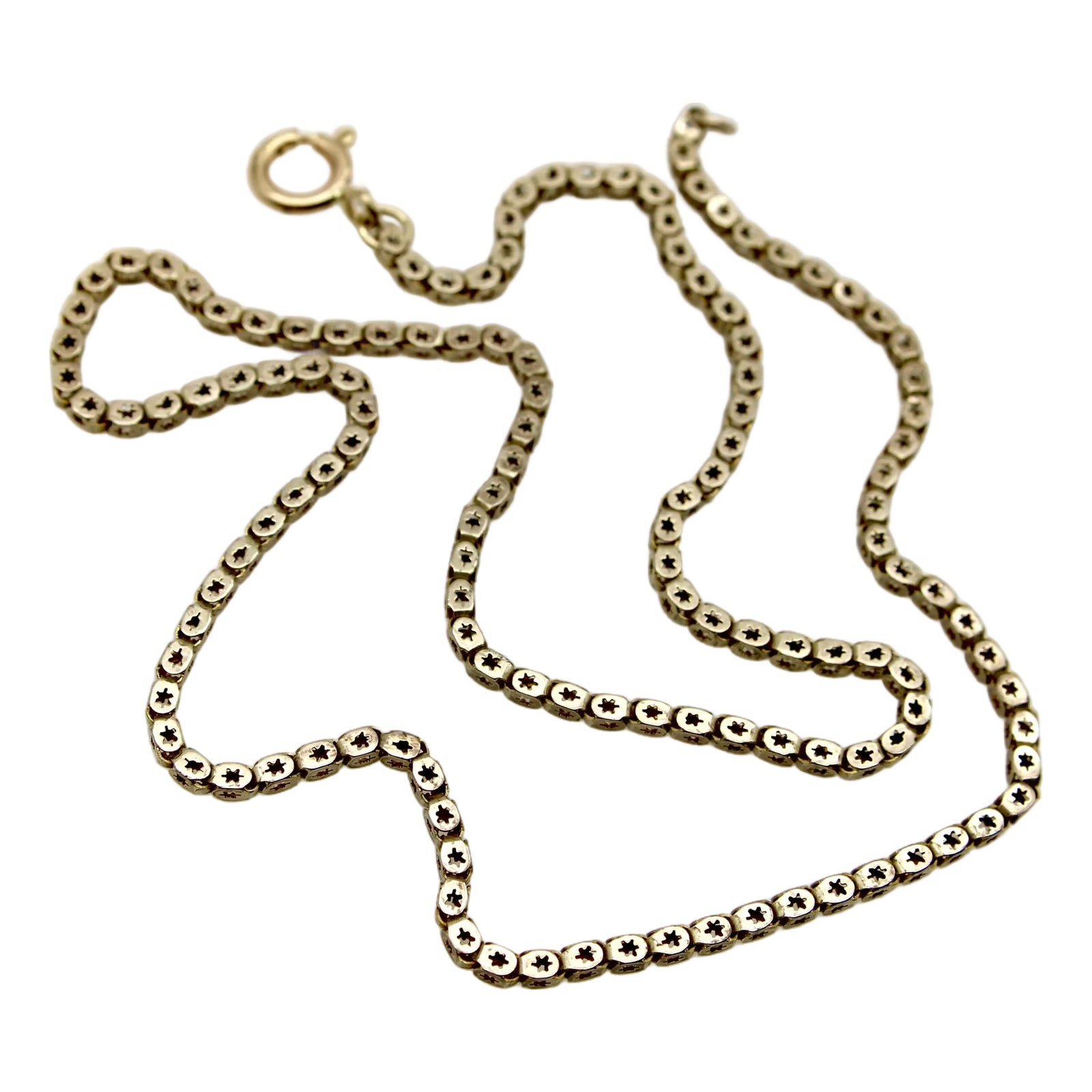 Mid 19th Century 10k Gold Early Victorian Star Link Chain 16.5” | Chairish