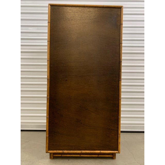 Vintage 1970s Coastal Faux Bamboo and Wicker Tallboy Dresser Dry Bar ...