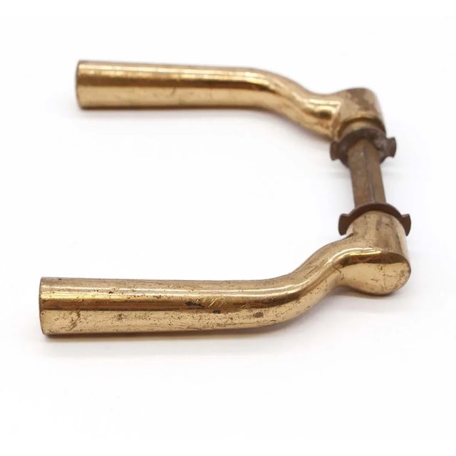 Pair of Vintage Modern Polished Brass Lever Door Knobs | Chairish