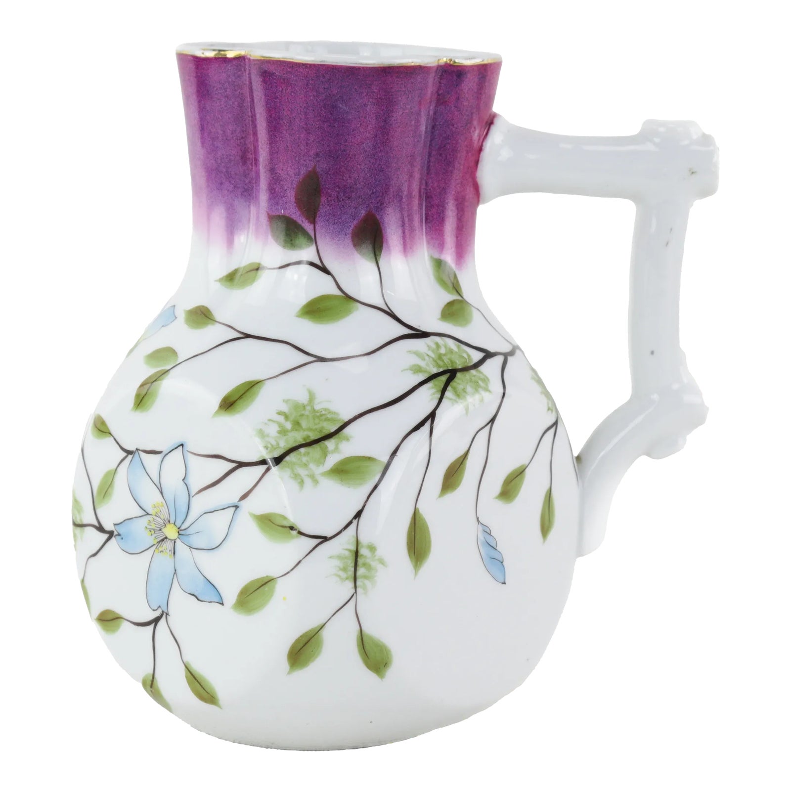 Delicate Purple and White Floral Ceramic Pitcher With Branch Handle ...