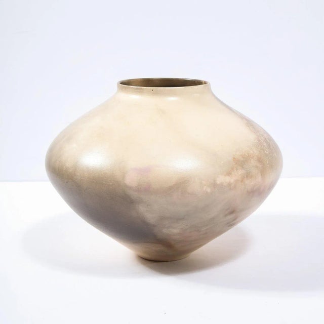 1980s American Modernist Organic Hand Painted Ceramic in Variegated Java Hues | Chairish