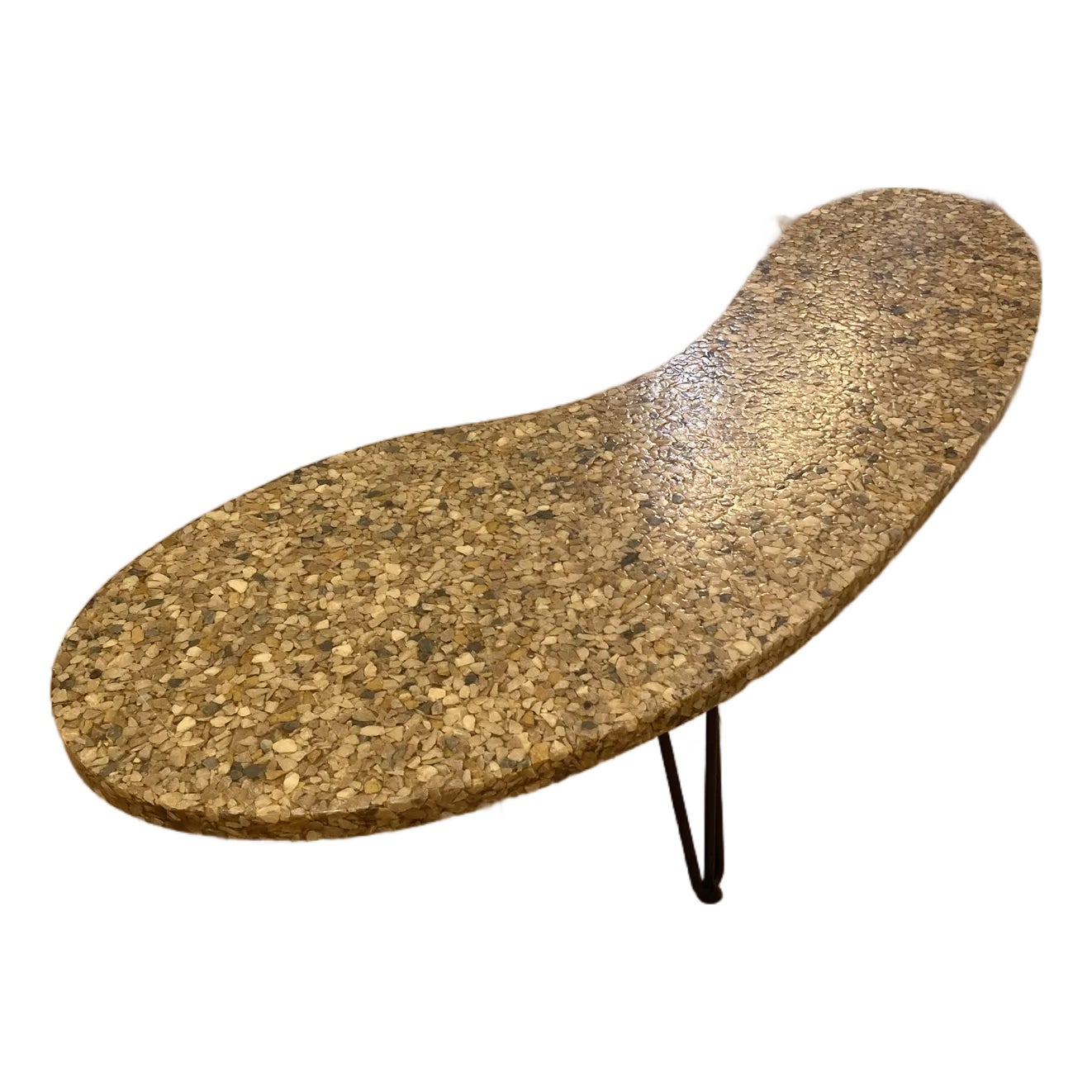 1950s Mid Century Stone and Resin Kidney Table | Chairish