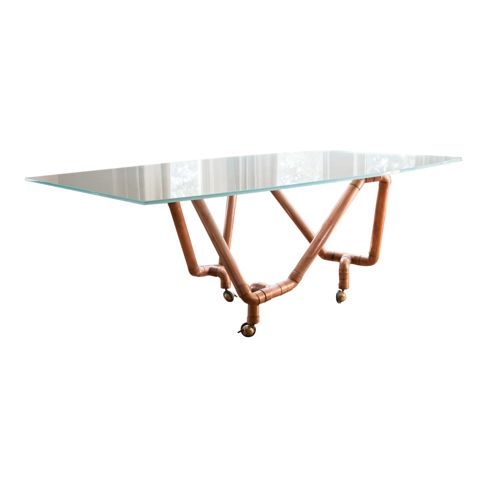 1990s Contemporary Copper and Glass Dining Table, One of a Kind Created ...