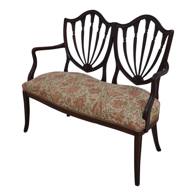 Hepplewhite Style Vintage Double Settee | Chairish