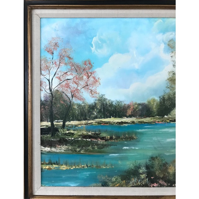 Vintage Oil on Canvas Painting by Daverman, Springtime Landscape, 1973, Framed | Chairish