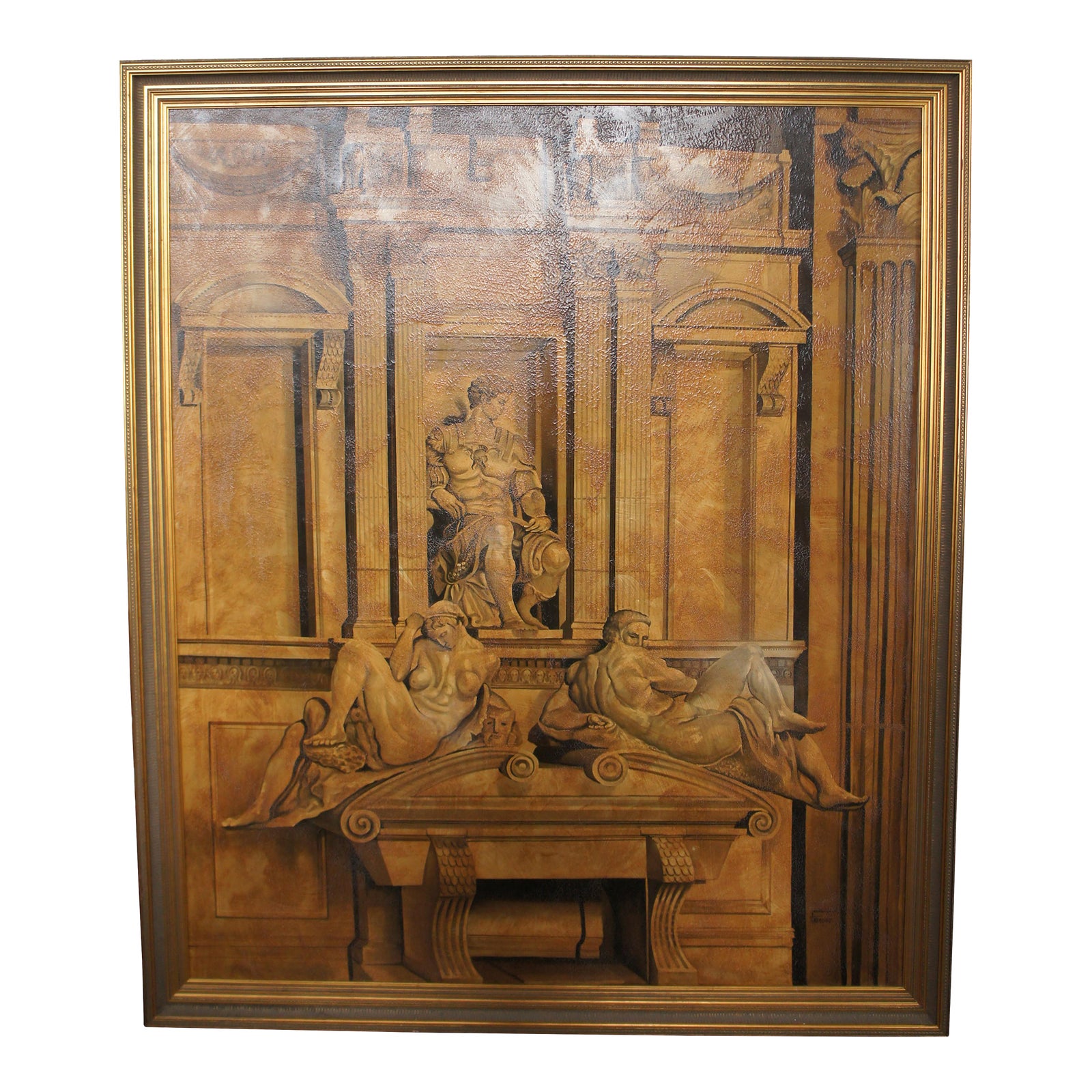 Late 20th Century Italian Renaissance Painting Tomb of Giuliano De ...
