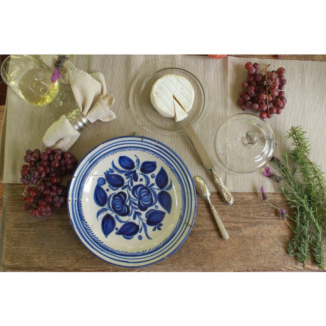 Blue and White Antique Spanish Ceramic Plate | Chairish