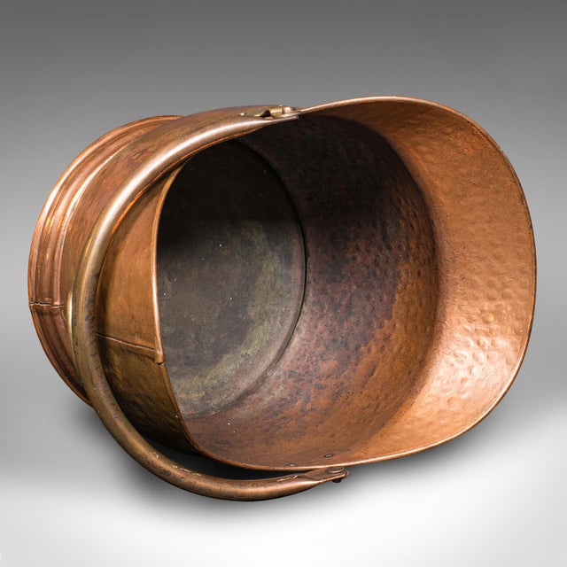 1900s Antique Victorian English Copper Helmet Coal Scuttle | Chairish