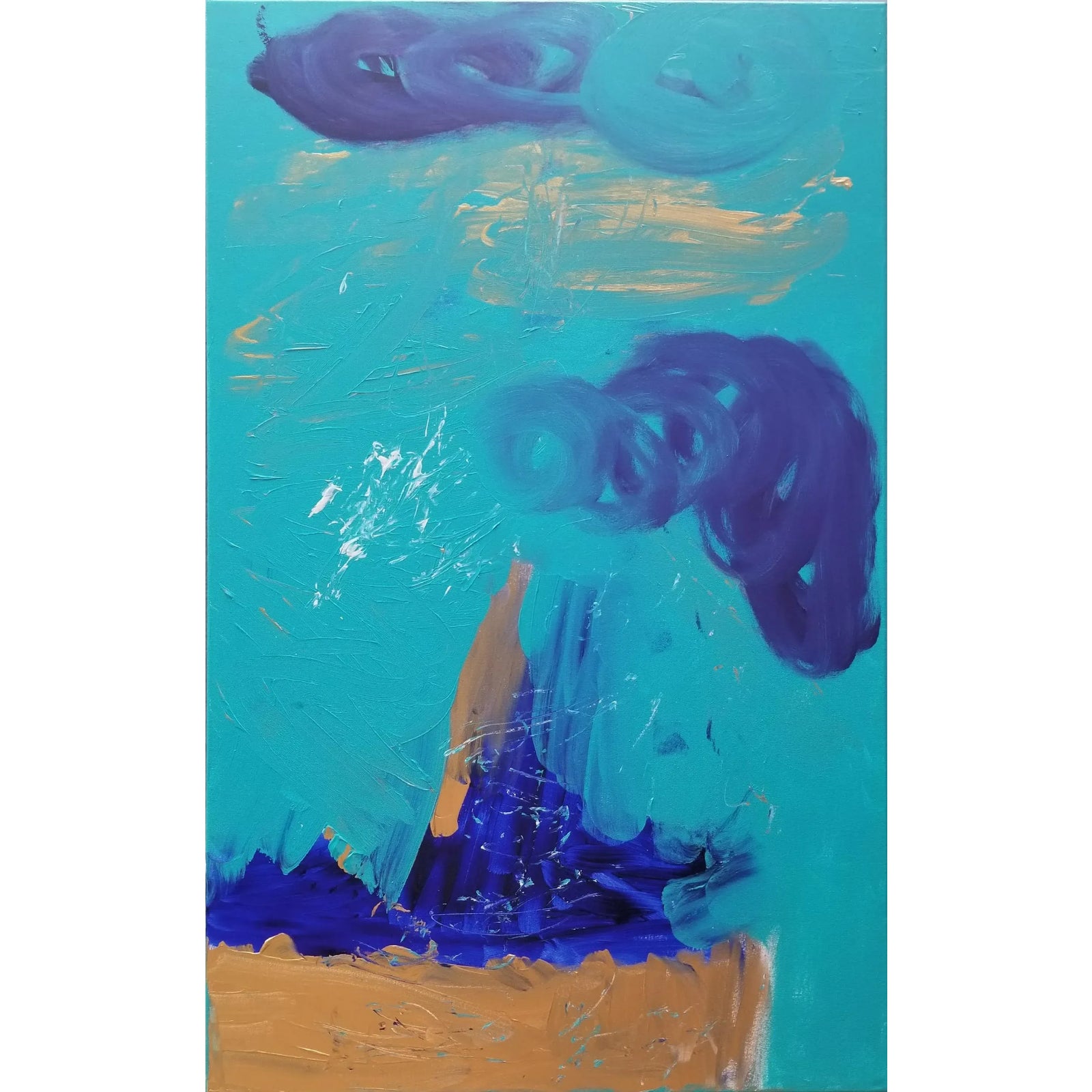 "Sea Caves" Abstract Acrylic on Canvas Painting by Wiley Johnson | Chairish