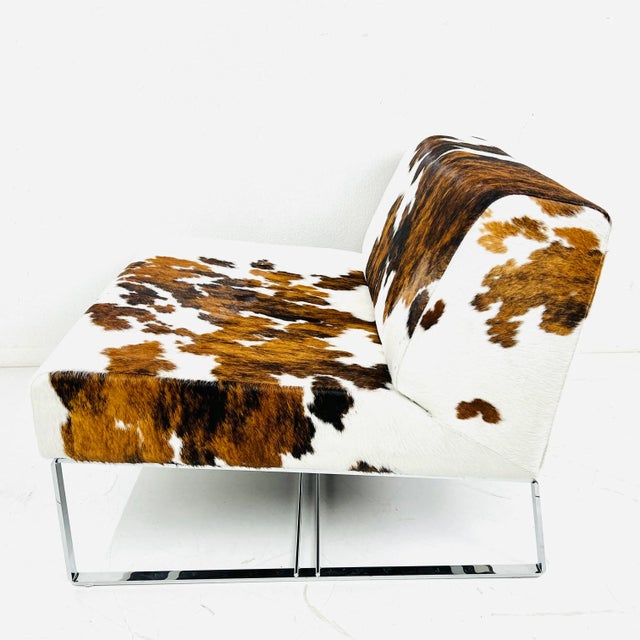 Cowhide & Chrome Lounge Chair | Chairish