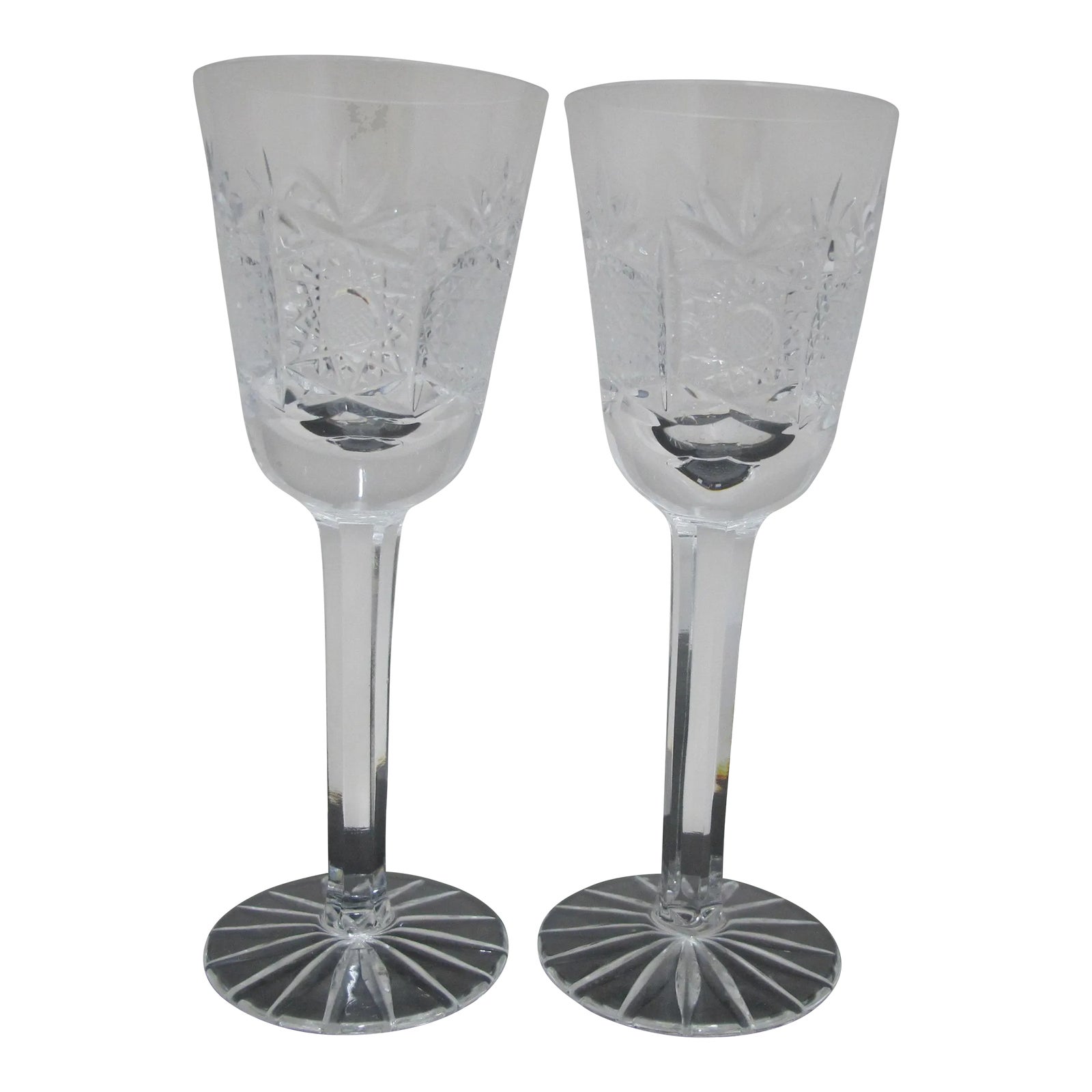 Vintage Pineapple Cut Crystal Stemware Wine Glass Set of 2 | Chairish