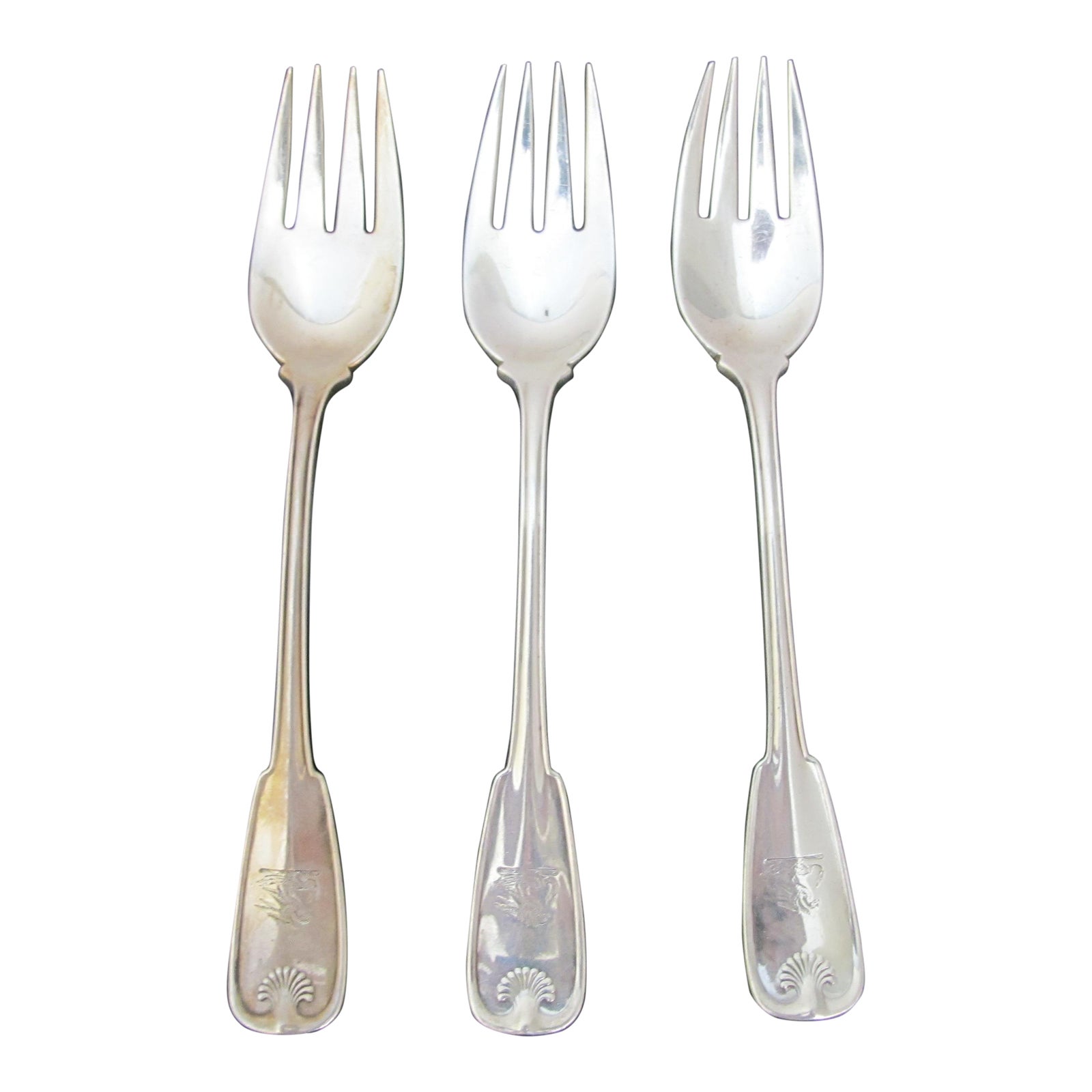 Antique 1871 Tiffany Sterling Silver Palm Bird Engraved 4 Tine Salad ...