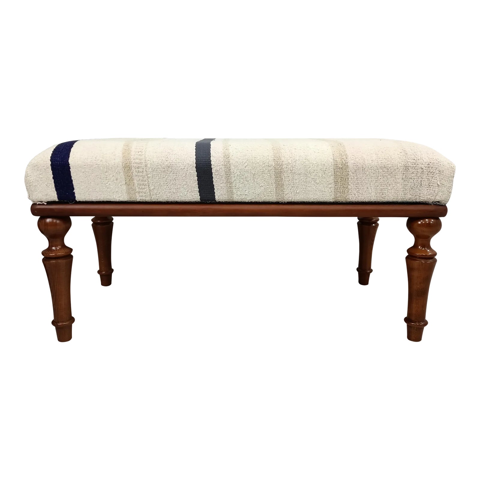 Handmade Hemp Kilim Upholstered Bench | Chairish