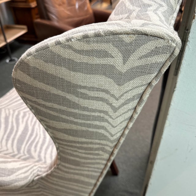 Custom Design Wingback Zebra Print Arm Chair | Chairish