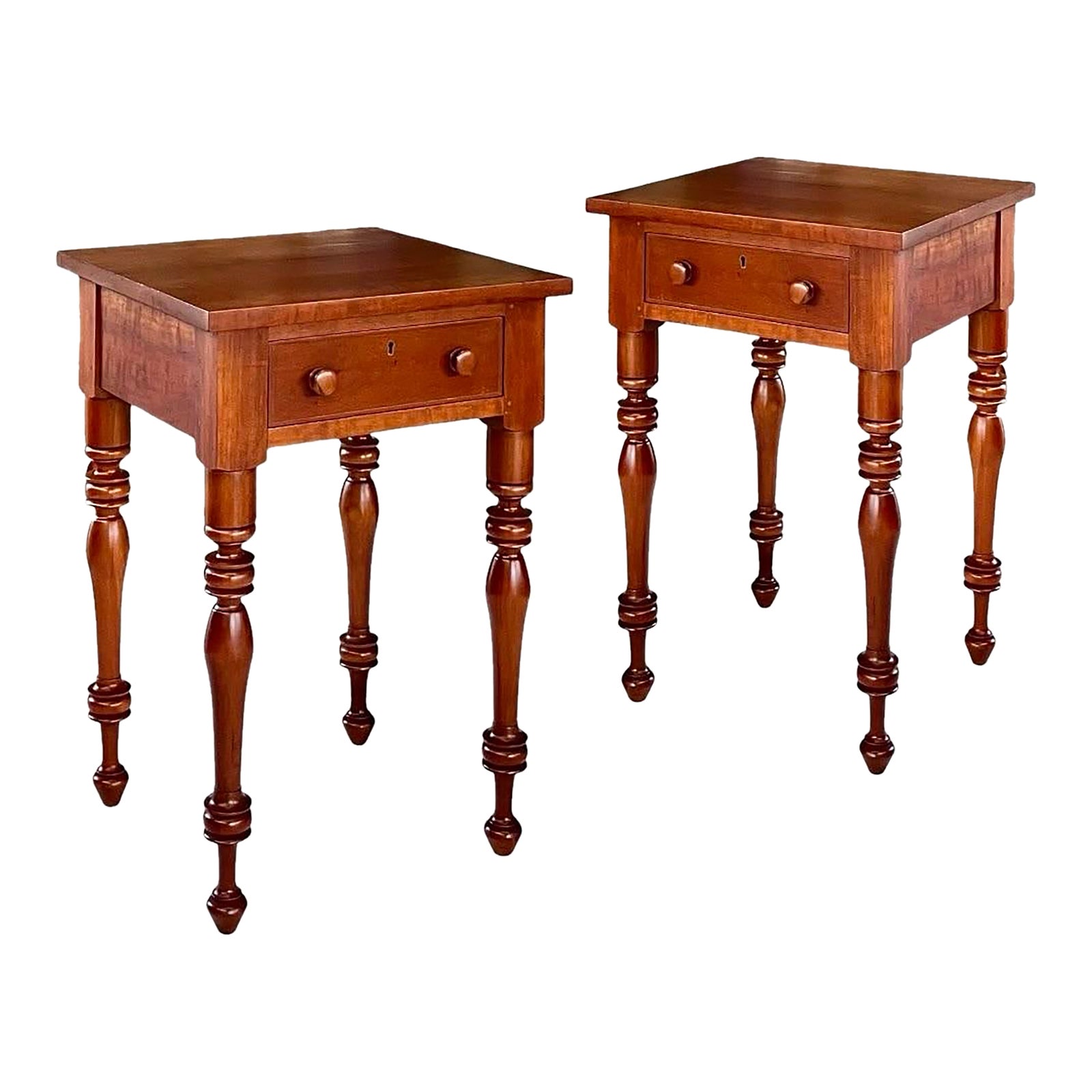 1950s Vintage Benchmade Sheraton Style Side Tables or Nightstands - a ...