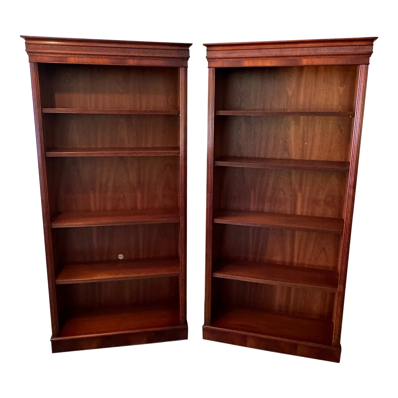 Scully & Scully Open Mahogany Bookcases - a Pair | Chairish