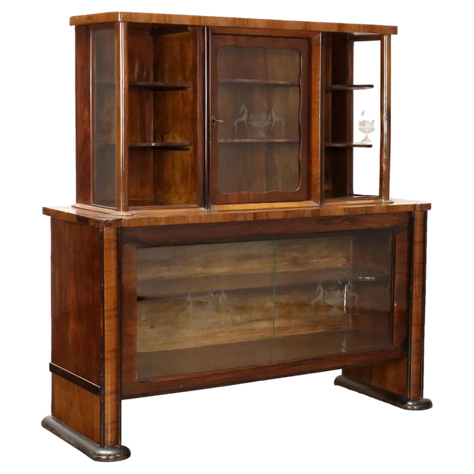 Vintage Showcase Walnut, Italy, 1930s | Chairish
