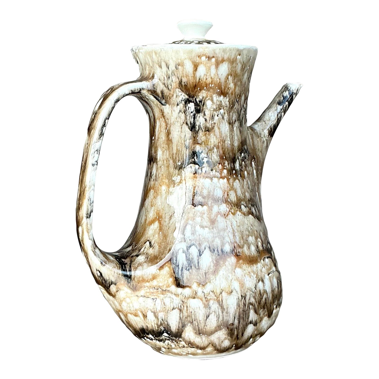 Vintage French Drip Glaze Coffee Pot | Chairish