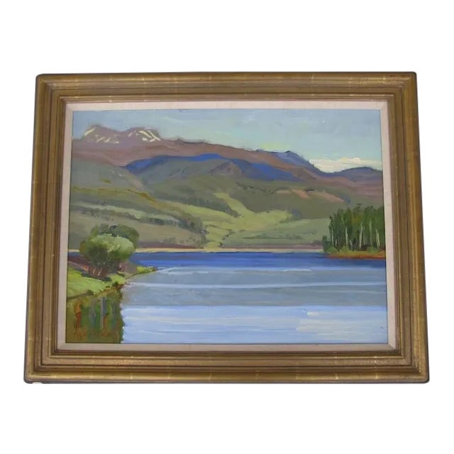 Late 20th Century "Colbalt Water" Oil Painting by Gayle Crites, Framed ...