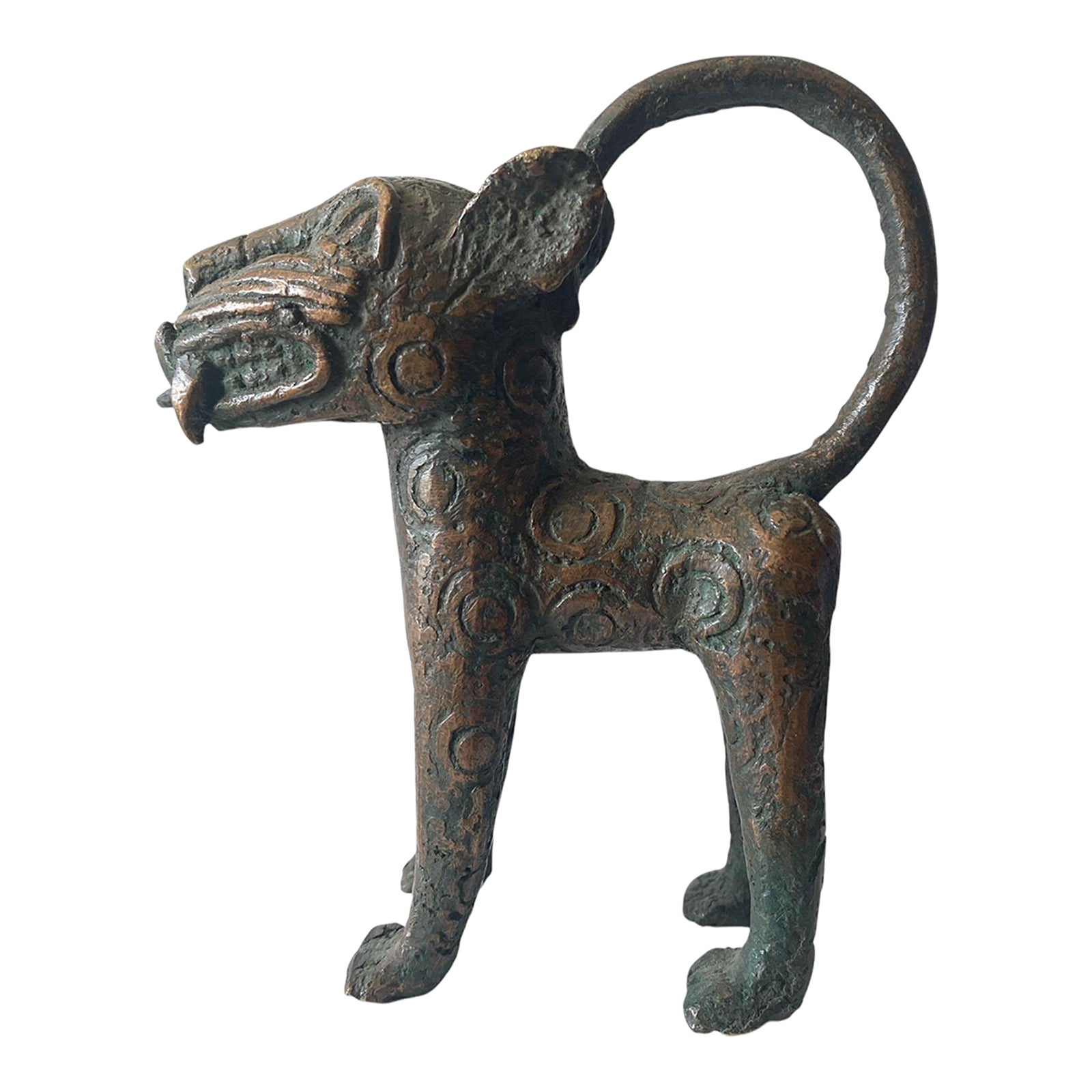 Vintage Benin Leopard Bronze Nigeria African | Chairish