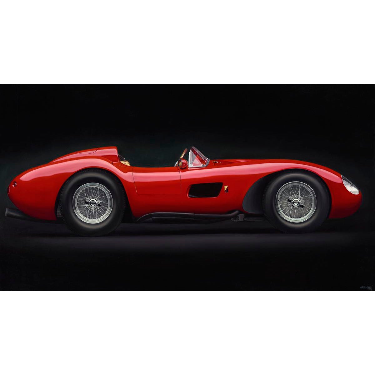 Ferrari Test Rossa, Original Oil Painting on Canvas | Chairish