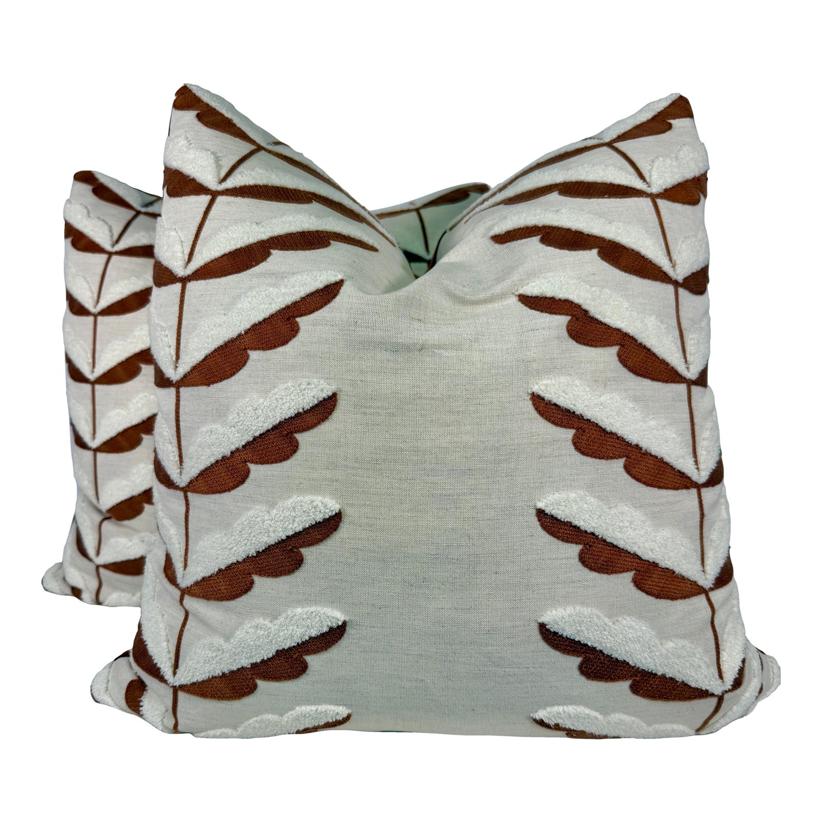 Pollack "Sprig" in Color Clay 22" Pillows-a Pair | Chairish