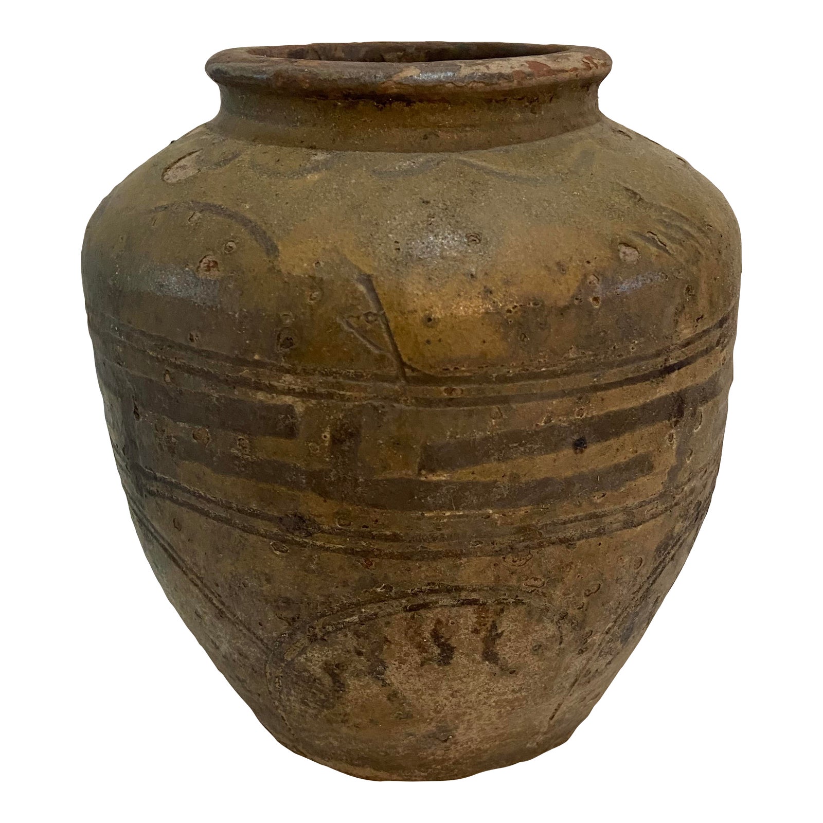 Antique Chinese Stoneware Pottery Food Storage Jar | Chairish